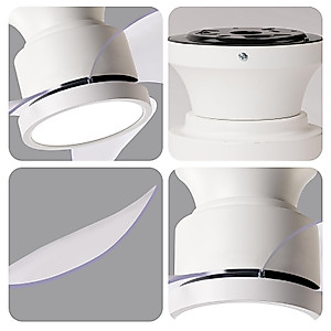 Roomratv Ceiling Fans with Lights 22 inch Quiet Ceiling Fan Large Airflow Remote Control 3 Color Temperature for Bedroom Kitchen Dining Room Patio（White）