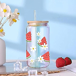 5 Sheets Fruits Theme Rub on Transfer Stickers UV DTF Cup Wrap Transfer Stickers for Glass Cups Waterproof Clear Film Transfer Paper Decal for Crafts Furniture