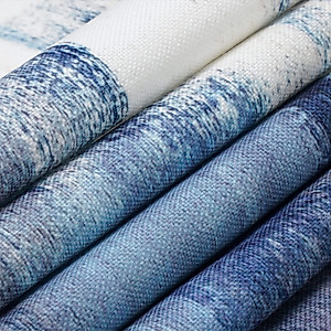 Blue and Grey Table Runner,Blue Abstract Modern Art Burlap Table Runners for Table Dresser Runner Farmhouse Style for Dinner Party Holidays Home Decoration (Blue and Grey, 13"x 71")