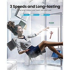 Gaiatop Mini Portable Fan, Dual Motors Powerful Handheld Fan, Cute Design 3 Speed Personal Small Desk Fan with Base, Lightweight Makeup USB Rechargeable Fan for Stylish Girl Women Men Indoor Outdoor