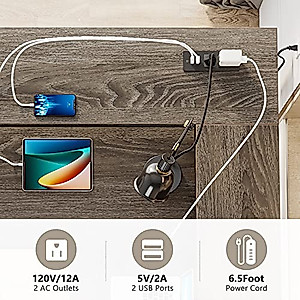 Tribesigns L Shaped Desk with Power Outlets, Reversible Corner Computer Desk with Monitor Stand and Storage Shelves, Home Office Gaming L Desk with USB Port, Gray …