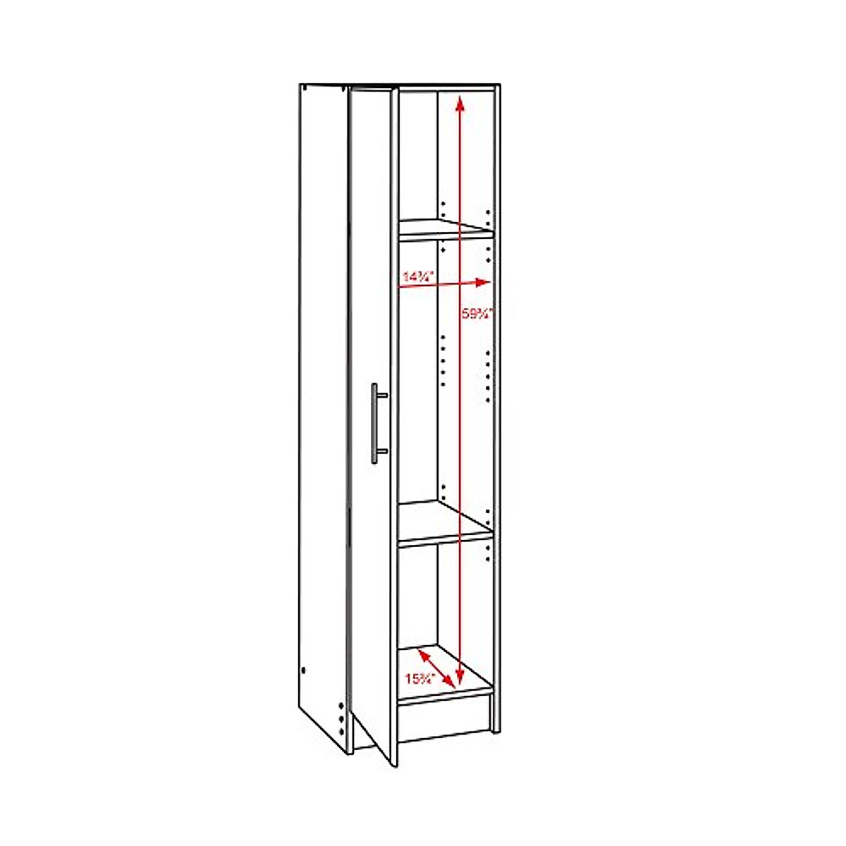 Prepac Elite 16" Narrow Cabinet in White