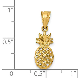 Avariah Solid 14k Yellow Gold Polished 3D Pineapple Pendant