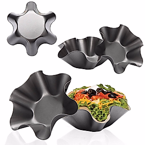 Aybloom Tortilla Pan Set - 6pcs Non-Stick Carbon Steel Taco Salad Bowl Makers Tortilla Shell Pans (Black)