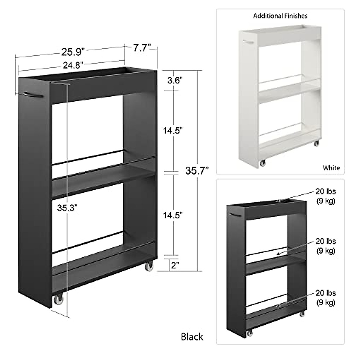 Ameriwood Home Trestle Laundry Cart, White
