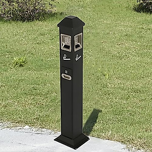 AIWFL Stainless Steel Vertical Trash Bin Outdoor Trash Cans Holder Waste Containers 1.2M Ash Bin w/Key (Black)