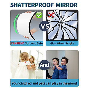 Shatterproof Full Length Mirror, Unbreakable Mirror for Wall, Full Body Mirror for Kids, Thick 0.1",4Pcs 12"x12", Made of Frameless Plexiglass Acrylic Plastic, Wall Mounted for Home Gym, Bathroom Door
