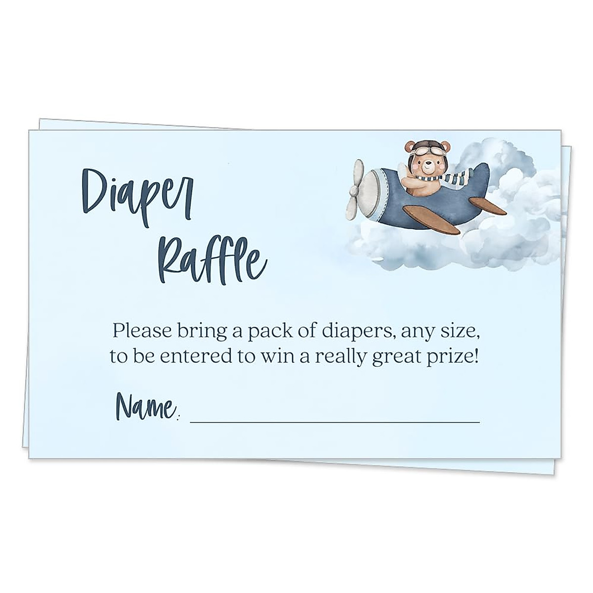 The Invite Lady Teddy Bear Diaper Raffle Tickets Boy Hot Air Balloon Adventure Travel Baby Shower Insert Cards (50 count)