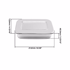 QWORK Stainless Steel Instrument Tray Organizer with Lid, 2 Pack, 8" Container, Instruments Solid Box, Square Sterilization Box Container for Lab Instrument Supplies