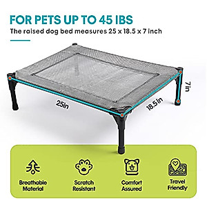 Dog Cot Bed Elevated Dog Bed Cooling Dog Raised Bed with Washable & Breathable Mesh Indoor & Outdoor 25 Inch Dog Cots for Small Dogs