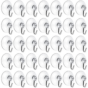 Mudder Suction Cup Hooks Wall Hooks 1.77 Inch Clear Suction Cups with Metal Hooks for Window Glass Kitchen Wall Towel Hooks Hangers Supplies for Christmas Light Decorations(80 Pieces,30 mm)