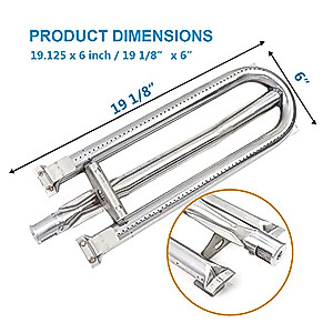 Zemibi 19 1/8 x 6 Inch Burner Tubes, Burner Gas Grill Replacement for Brinkmann 810-8905-S, 810-8907-S, Charmglow 810-8905-S, 810-8907-S, 3 Pack Stainless Steel Pipe Center-Fed Grill Burner