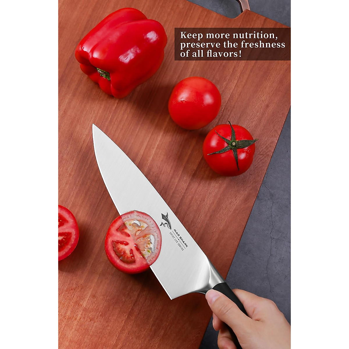 MAD SHARK Chef Knife, 8 Inch Kitchen Knife Razor Sharp Professional Chef’s Knife, Ergonomic Well Balanced Cooking Knife with Gift Box