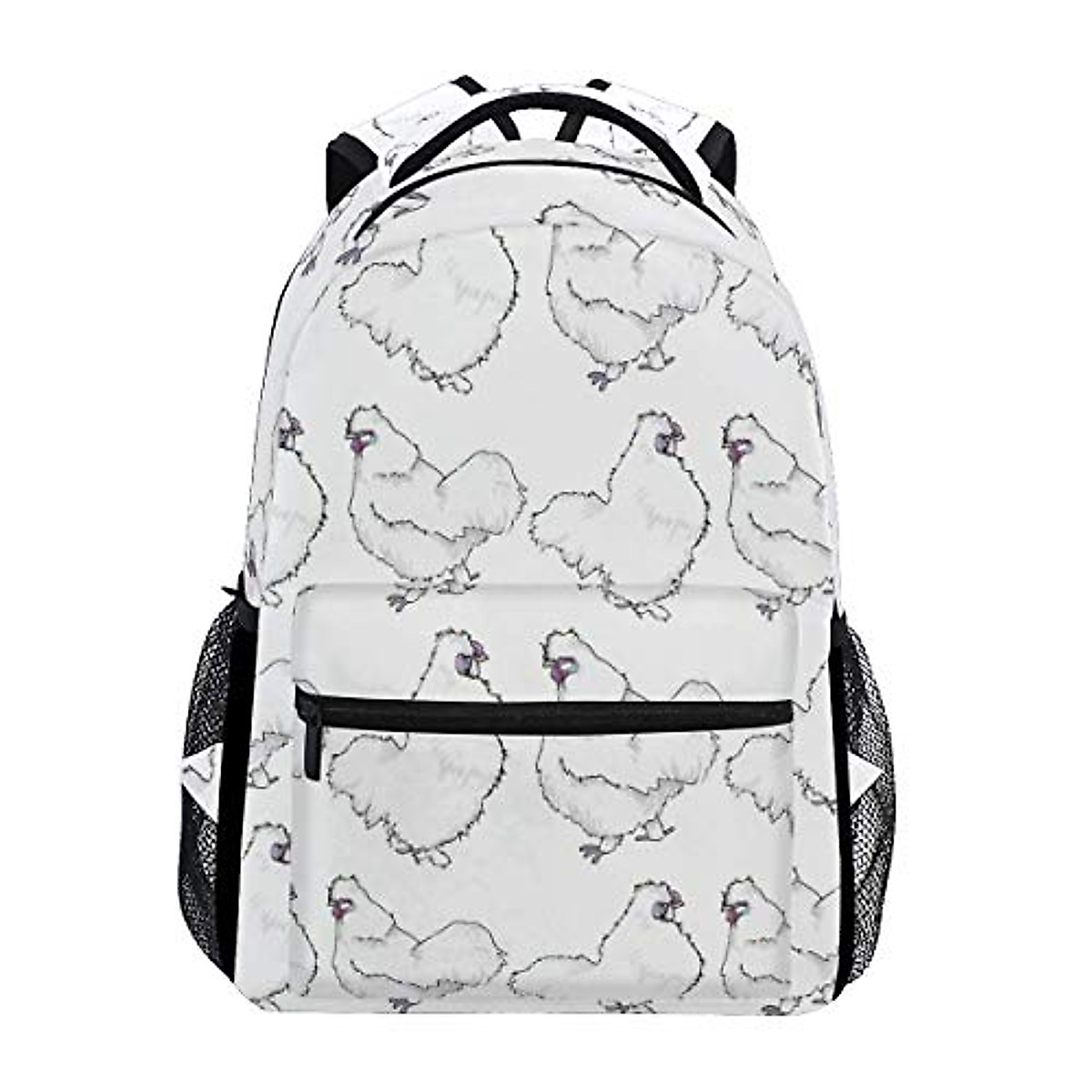 MQIFRB Silkie Chicken Boys&Teen&Adult Backpack Office Sackpack Stylish Luggage Lightweight School College Travel Bags, 11.5 x 8 x 16 inch