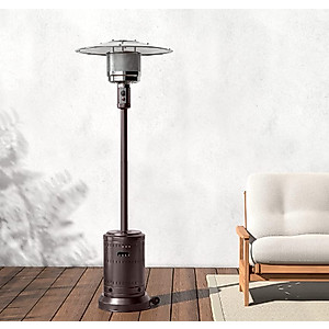 Amazon Basics 46,000 BTU Outdoor Propane Patio Heater with Wheels, Commercial & Residential, Havana Bronze, 32.1 x 32.1 x 91.3 inches (LxWxH)