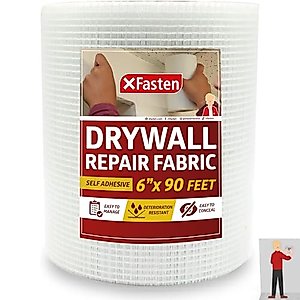 XFasten Drywall Repair Mesh Tape - 6-Inch X 90-Foot Mesh Tape for Drywall Repair, Fiberglass Drywall Patch Hole, Heavy Duty Wall Repair Mesh Spackle Tape, Wall Crack and Seam Repair Joint Tape
