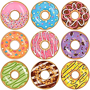 45 Pcs Donuts Cutouts Bulletin Board Donut Cutouts Donut Theme Party Decorations Confetti Donuts Cutouts with Glue Point Dots for Classroom Baby Shower Girls Doughnut Birthday Party, 5.9 x 5.9 Inch