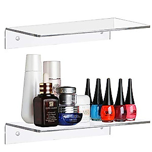 MyGift 12 Inch Clear Acrylic Floating Shelves for Wall Mounted Display Shelf, Set of 2