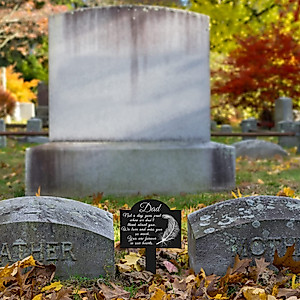 Roowest Valentine's Day Memorial Stakes Cemetery Grave Decorations Acrylic Grave Plaque Stake Markers Sympathy Garden Stake Waterproof for Gift Cemetery Outdoors Yard(Dad, Dad)