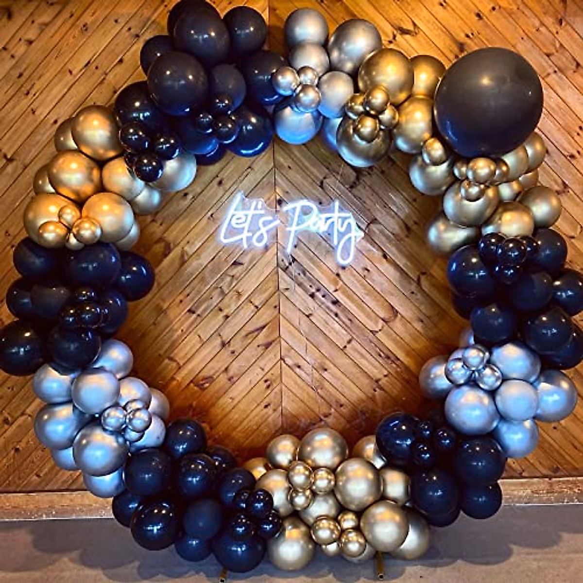 111PCS Black Gold and Silver Balloon Garland Arch Kit Metallic Black Metallic Gold Chrome Silver Latex Balloons Set for Birthday Graduation Bachelorette Wedding New Year Party Decoration