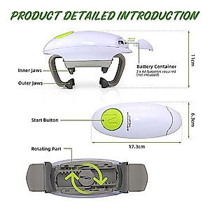 Homelet Electric Jar Opener for Weak Hands Automatic Powerful Effortless Bottle Jar Opener Hand Free Prime Unique Kitchen Gadget for/Arthritics/Senior/Women/Chef Lid Gripper for All Size Caps