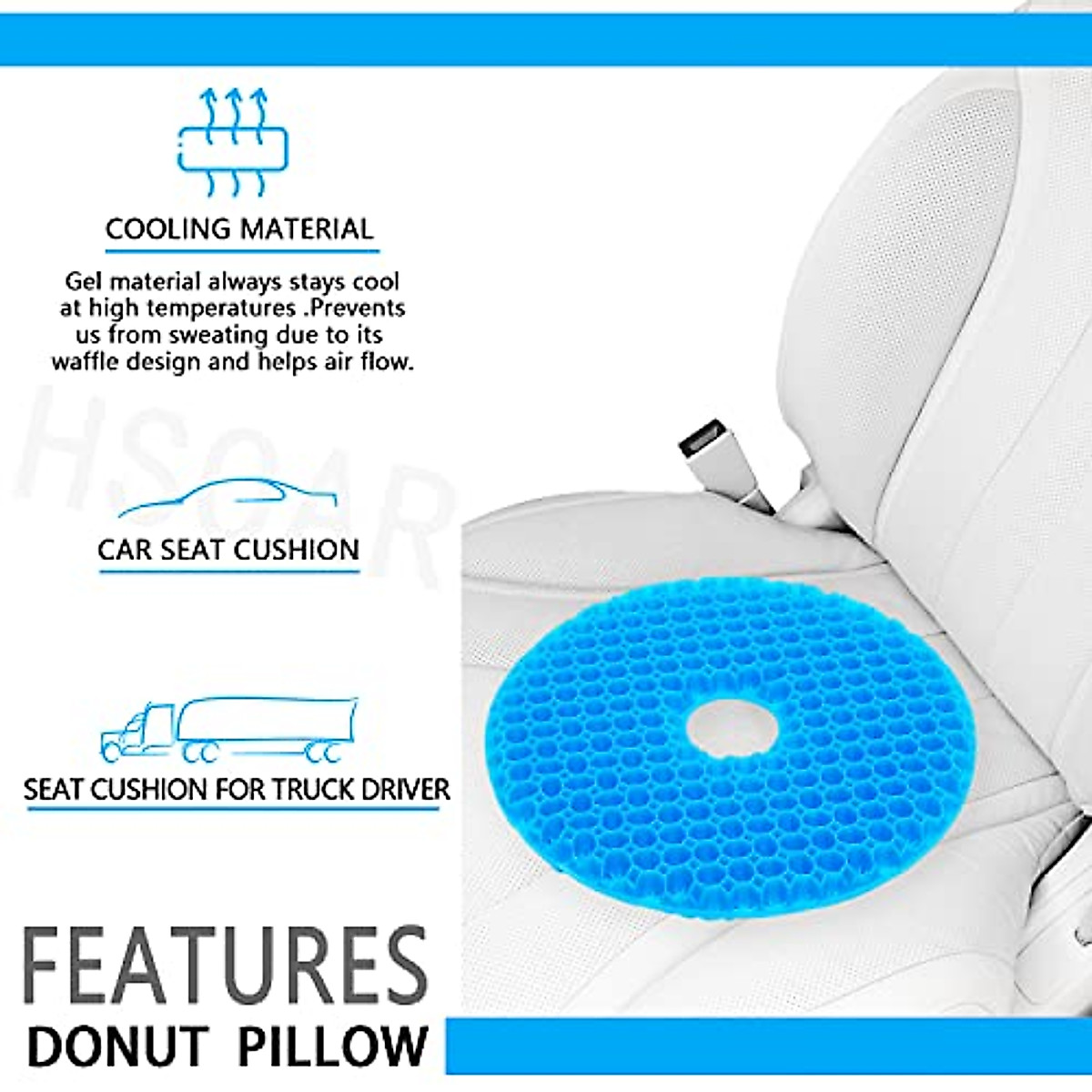 Donut Pillow Hemorrhoid Tailbone Cushion – Seat Cushion Pain Relief for Coccyx, Prostate, Sciatica, Pelvic Floor, Pressure Sores, Pregnancy, Perineal Surgery, 15.7 x 15.7 Inches