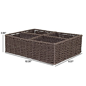 Toilet Paper Basket for Tank Topper,Woven Storage Box Cube Basket Bin Container, Shelf Cabinet(1pc) (12.20''L x 8.26''W x 3.93''H-02K)