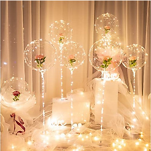 10 PACKS LED Bobo Balloons,Transparent LED Light Up Balloons,Helium Style Glow Bubble Balloons with String Lights for Party Birthday Wedding Festival Decorations (Pink)