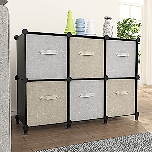 6-Cube Storage Organizer, Closet Organizer Storage shelf Bookcase Bookshelf with Metal Hammer, Storage Cubes Organizer Cabinet for Kids, Closet, Bedroom, Bathroom, (11.8x11.8x11.8 inch), Black