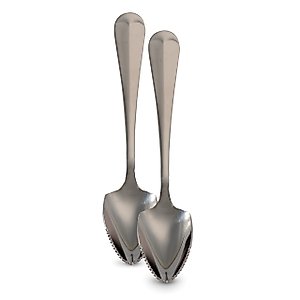 HIC Harold Import Co. Grapefruit Dessert Spoons with Pointed Tip and Serrated Edge (Set of 2), 6", Stainless Steel