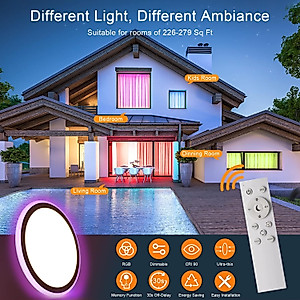 Marfete Flush Mount LED Ceiling Light Dimmable with Remote Control, 13Inch 30W RGB Sidelight Close to Ceiling Light Fixture 3000-6500K, Modern Ultra-Thin Round Ceiling Lamp for Bedroom Kids Room