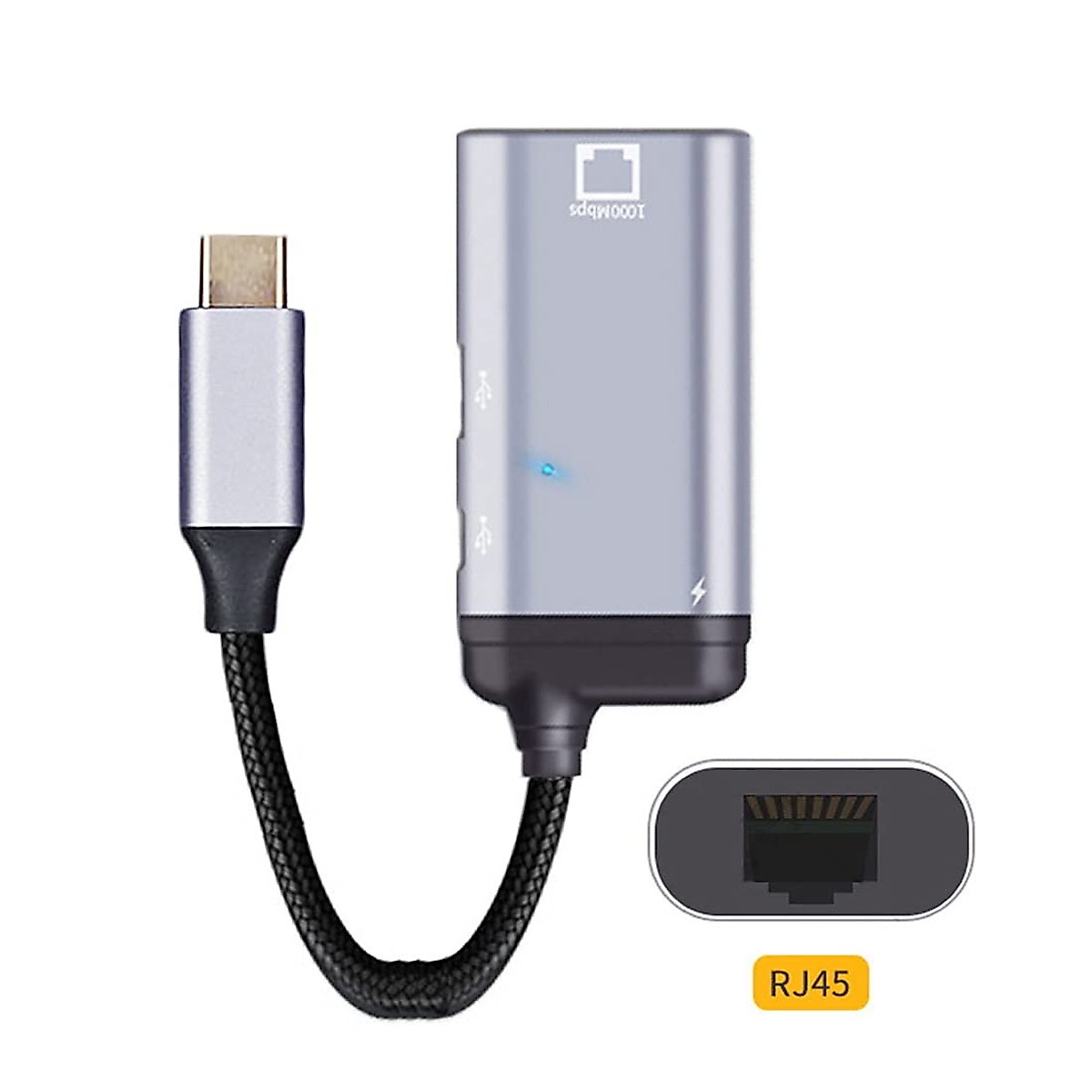 chenyang USB C HUB,USB C to RJ45/USB A/C Data/PD 65W Fast Charging 4 in 1 Multiport Adapter Support Network/Data/Charging Working at The Same time