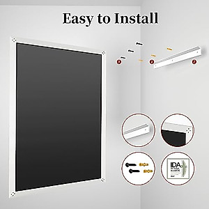 Silver Bathroom Mirror for Over Sink: 65 x 22 Inch Brushed Nickel Bathroom Wall Mirror - Modern Farmhouse Framed Vanity Mirror Hangs Horizontal or Vertical Shatterproof