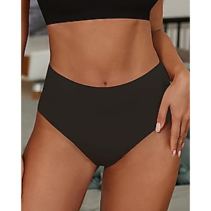 HORISUN Women's Thong Underwear High Waisted Womens Underwear Seamless Breathable Womens Thongs Panties 4 Pack(Vintage L)