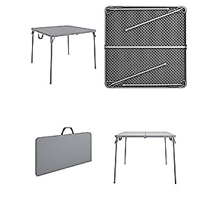 CoscoProducts COSCO XL 38.5" Half Card w/Handle Indoor & Outdoor, Portable, Wheelchair Accessible, Camping, Tailgating, & Crafting Folding Table, Gray, 1-Pack,Grey