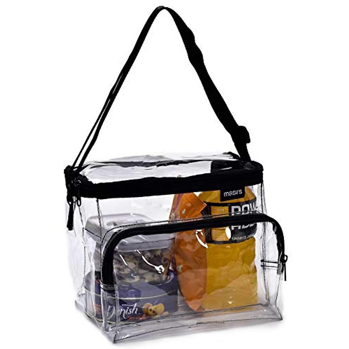 Clear Lunch Bag - Durable PVC Plastic See Through Lunch Bag with Adjustable Shoulder Strap Handle for Prison Correctional Officers, Work, Stadium Approved, Freezer Proof. (Medium)