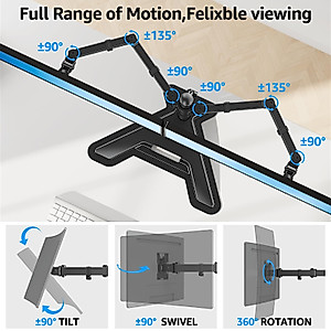 MOUNTUP Dual Monitor Stand - Freestanding & Height Adjustable Monitor Desk Mount, Steady VESA Mount Computer Monitor Stand for 2 Screens up to 27 inches, MU1002