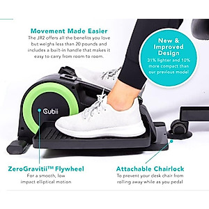 Cubii JR2, Under Desk Elliptical, Under Desk Bike Pedal Exerciser, Seated Elliptical, Work from Home Fitness, Mini Elliptical Machines for Home Use for Adults and Seniors Green (Renewed)