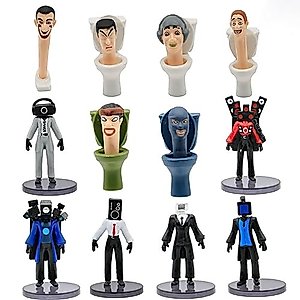Skibidi Toilet Action Figure Toys - Mini PVC Characters | Set of Playful 7-10cm Height Cool Toy for Birthday Decorations!(12pcs)