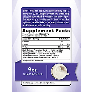 Nature's Truth Multi Collagen Powder | 9 oz | Type I, II, III, V, X | Hydrolyzed Collagen Peptide Protein Powder | Keto and Paleo Friendly | Unflavored | Gluten Free