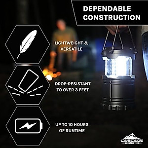 Cascade Mountain Tech 100 Lumen Pop-Up LED Lantern with IPX4 Water Resistance - 2 Pack