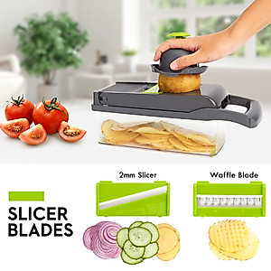Vegetable Chopper Multifunctional 14 in 1 food chopper Fruit Chopper Dicer Cutter Onion veggie chopper with container Egg slicer Vegetable Slicer Cutter Kitchen chopper Mandolin slicer