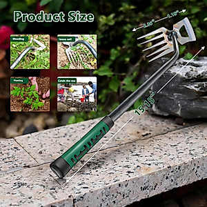 Weed Puller Tools Sharp Weeding Tool High Manganese Steel Grass Root Removal Tool with 5 Teethes Dual Purpose Hand Weeder Tool for Yard Garden Far