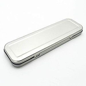 NUOBESTY Tiny Box 5pcs Tinplate Pen Box Metal Pencil Case Rectangular Pen Holder Empty Hinged Tin Box Multi Functional Container for Students Adults Pen Pencil Makeup Brushes Syringe Small Pencil Box