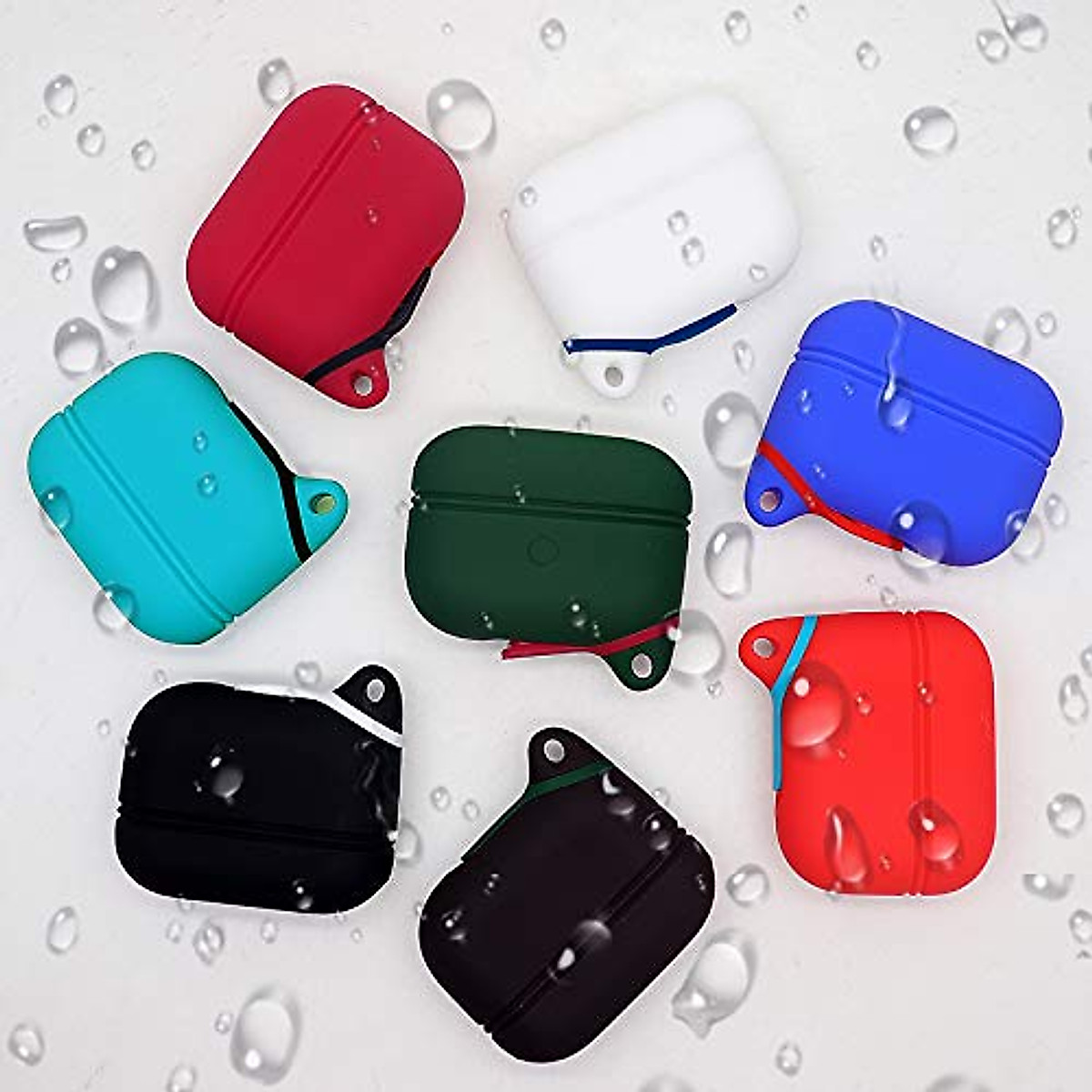 iCoolmate Waterproof Silicone Case for AirPods Pro 2 Cover with Headphone Earbud Anti-Lost Neck Strap and Carabiner and Silicone Hand Strap (White)