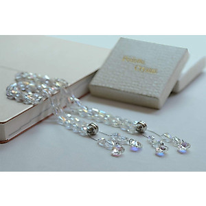 Magnetic Curtain Tiebacks,Crystal Beads Rope Drapery Holdbacks Holder for Small,Thin or Sheer Window Draperies,12 Inch Long,2 Pack (White)