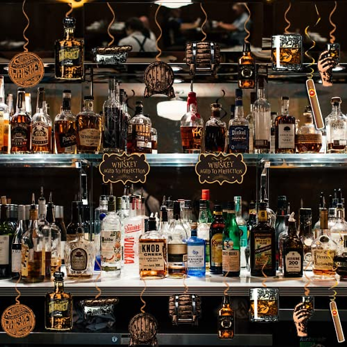 Whiskey Birthday Party Decorations Set, Aged to Perfection Birthday Party Supplies, 40Pcs Party Hanging Swirls, Beer Cake Toppers for Adult Men 30th 40th 50th 60th Cheers and Beers Party