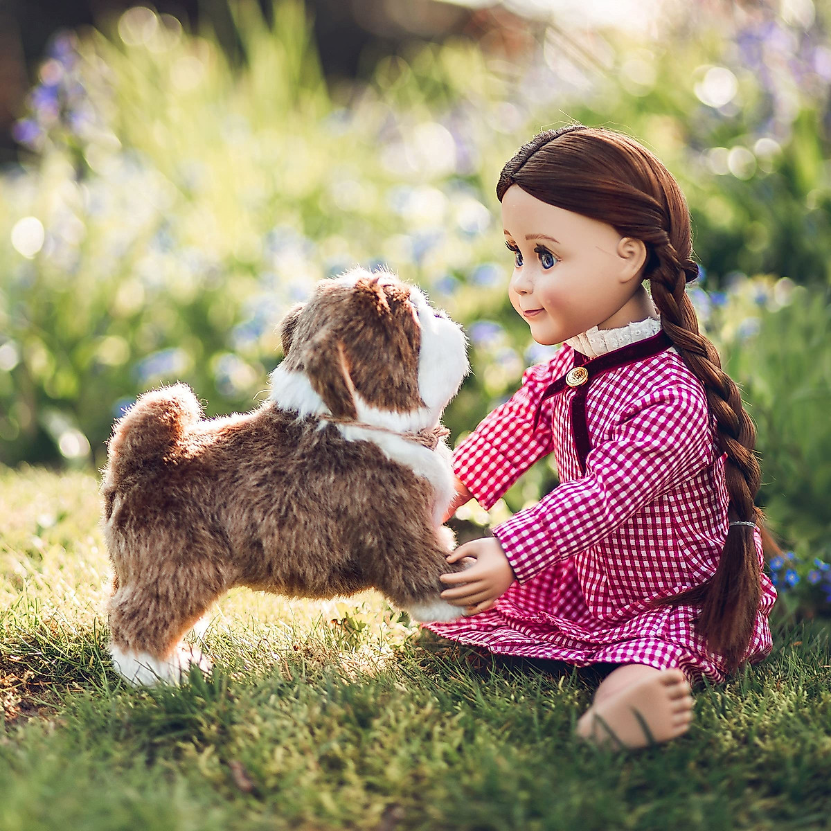 THE QUEEN'S TREASURES 18 Inch Doll Accessories, Officially Licensed Little House on The Prairie Jack The Bulldog, Comes with a Jute Rope Collar, Pet Companion Compatible for Use with American Girl