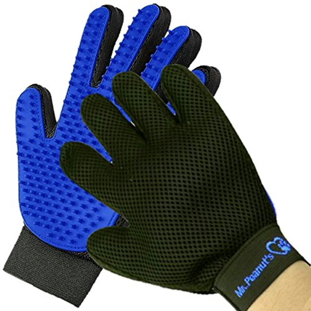 Mr. Peanut's Pet Grooming Glove Brush and Deshedding Aid - 259 Silicone Pins for More Effective Grooming, Pet Hair Remover Mitt - Long and Short Hair - Dogs, Horses, Bunnies and Some Agreeable Cats