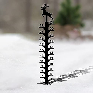 Flexyony Outdoor Snow Gauge 24 Inch Iron Art Snow Gauge Detachable Christmas Snowflake Snowfall Measuring Gauge Handmade Snow Measuring Stick for Garden Yard Christmas Decoration Gift (C-Elk)